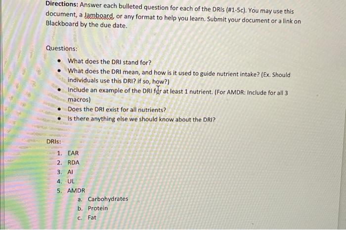 Directions: Answer each bulleted question for each of | Chegg.com