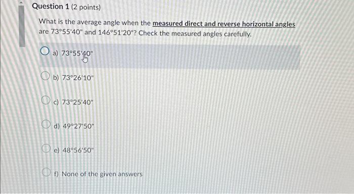Solved What is the average angle when the measured direct | Chegg.com