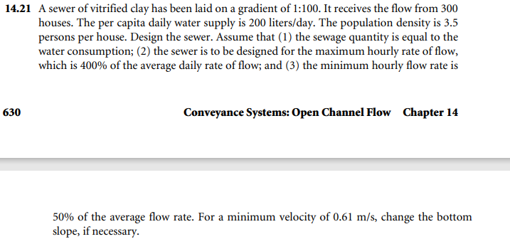 Solved 14.21 ﻿A sewer of vitrified clay has been laid on a | Chegg.com
