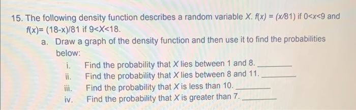 Solved 5. The following density function describes a random | Chegg.com