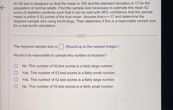 Solved An 1Q test is designed so that the mean is 100 and | Chegg.com