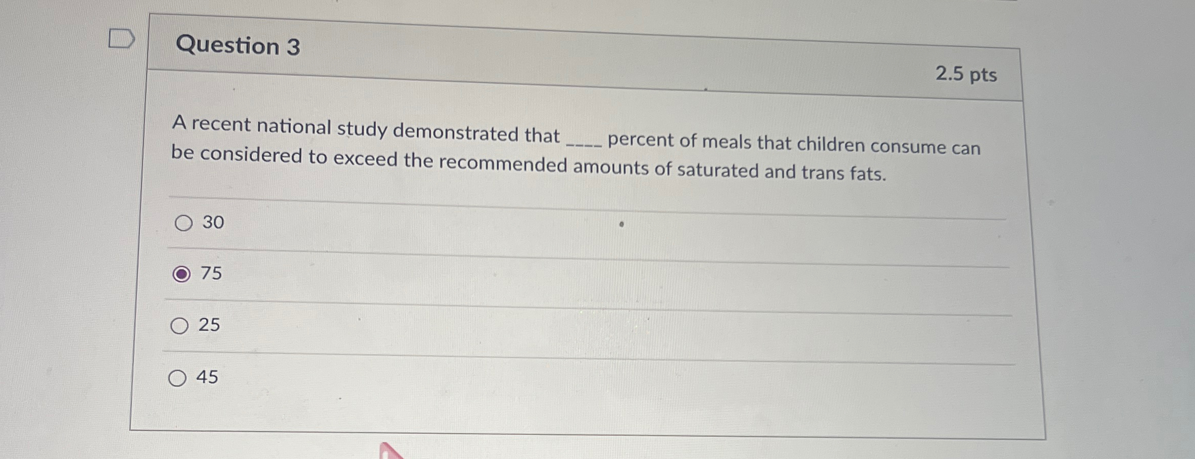 Solved Question 32.5 ﻿ptsA recent national study | Chegg.com