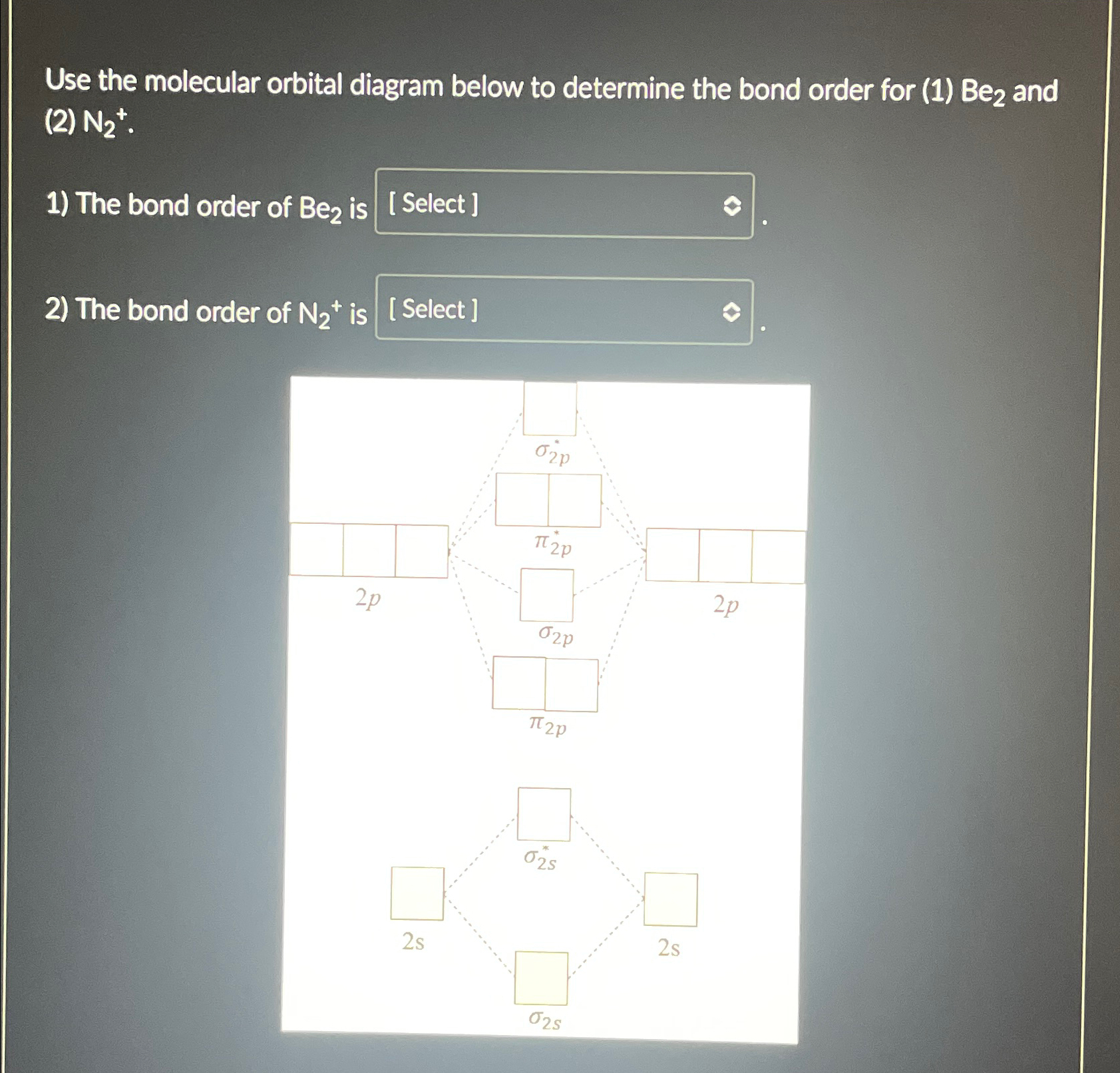 Solved Use the molecular orbital diagram below to determine | Chegg.com