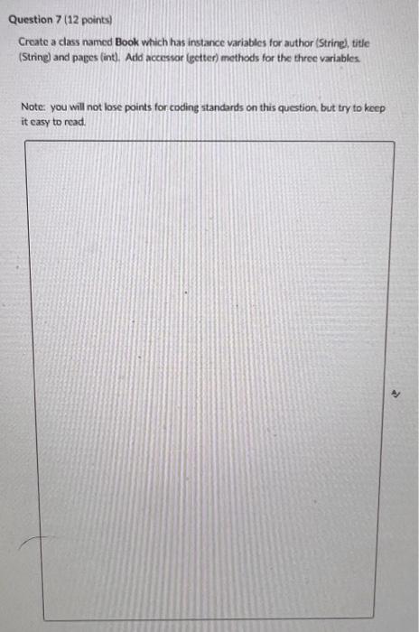 Solved Question 7 (12 points) Create a class named Book | Chegg.com