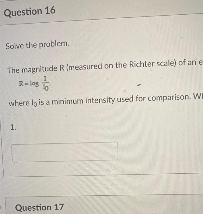 Solved Solve the problem. The magnitude R (measured on the | Chegg.com