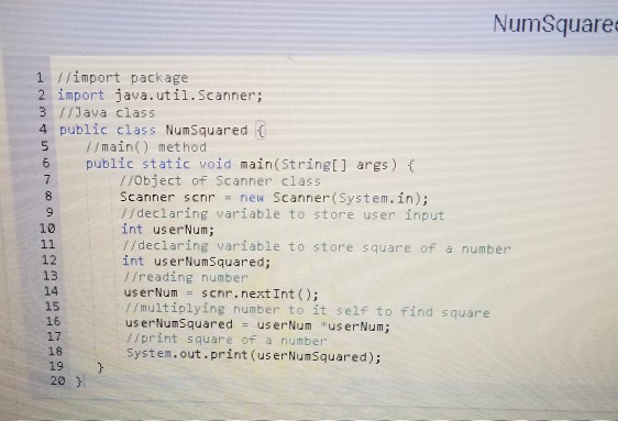 Solved NumSquare 1 //import package 2 import | Chegg.com