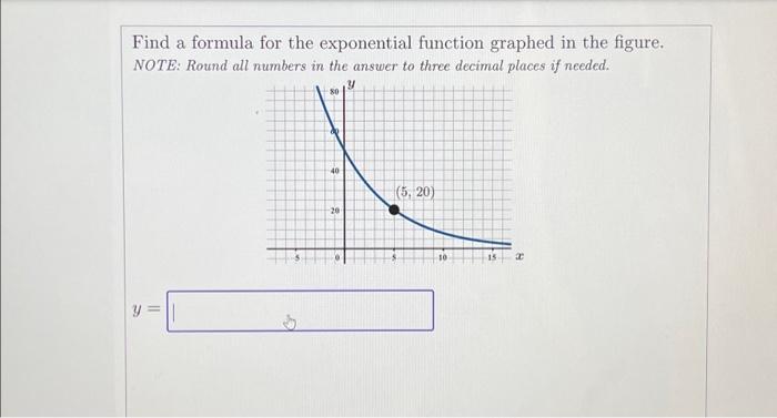 Solved Find a formula for the exponential function graphed | Chegg.com