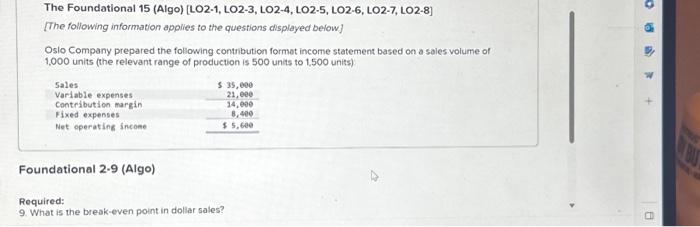 Solved The Foundational 15 (Algo) [LO2-1, LO2-3, LO2-4, | Chegg.com