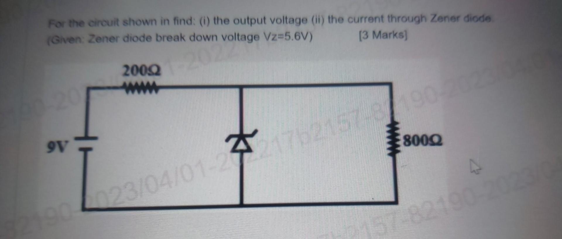 Solved For the circuit shown in find: (i) the output voltage | Chegg.com