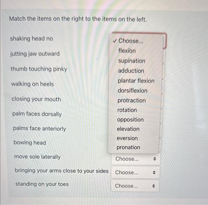 Solved Match the items on the right to the items on the | Chegg.com