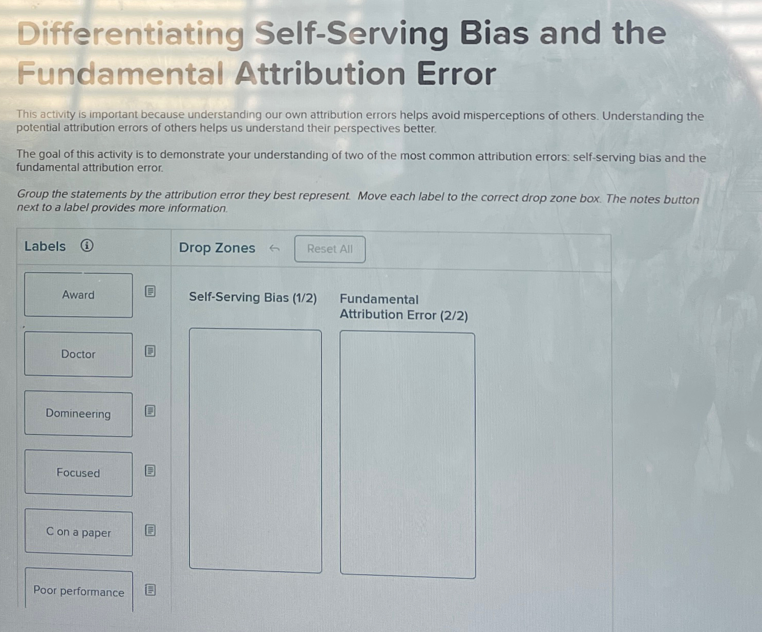 Solved Differentiating Self-Serving Bias and the Fundamental | Chegg.com