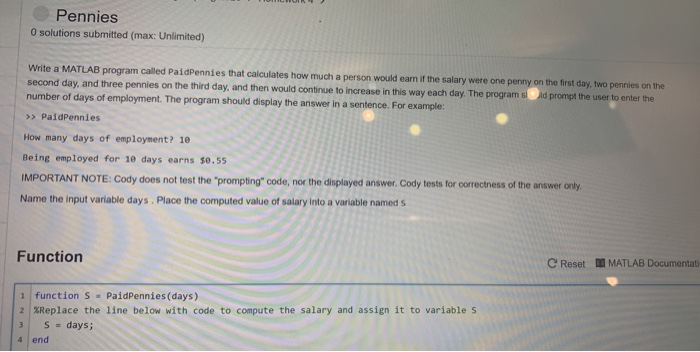 Solved Pennies O solutions submitted (max: Unlimited) Write | Chegg.com