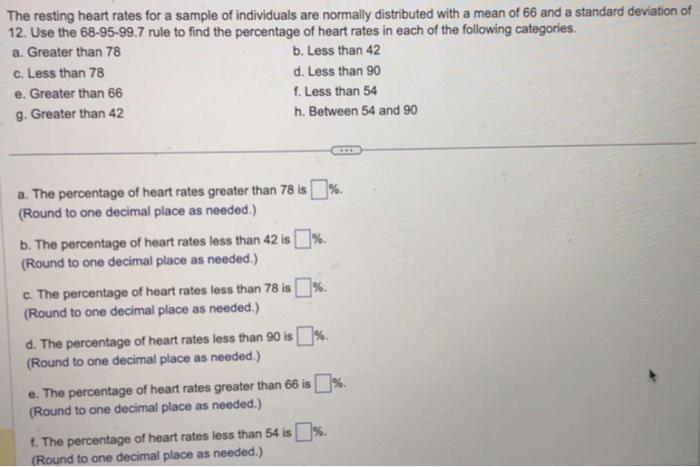 Solved The resting heart rates for a sample of individuals | Chegg.com
