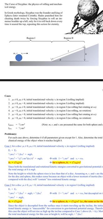 Solved The Curse of Sisyphus: the physics of rolling and | Chegg.com