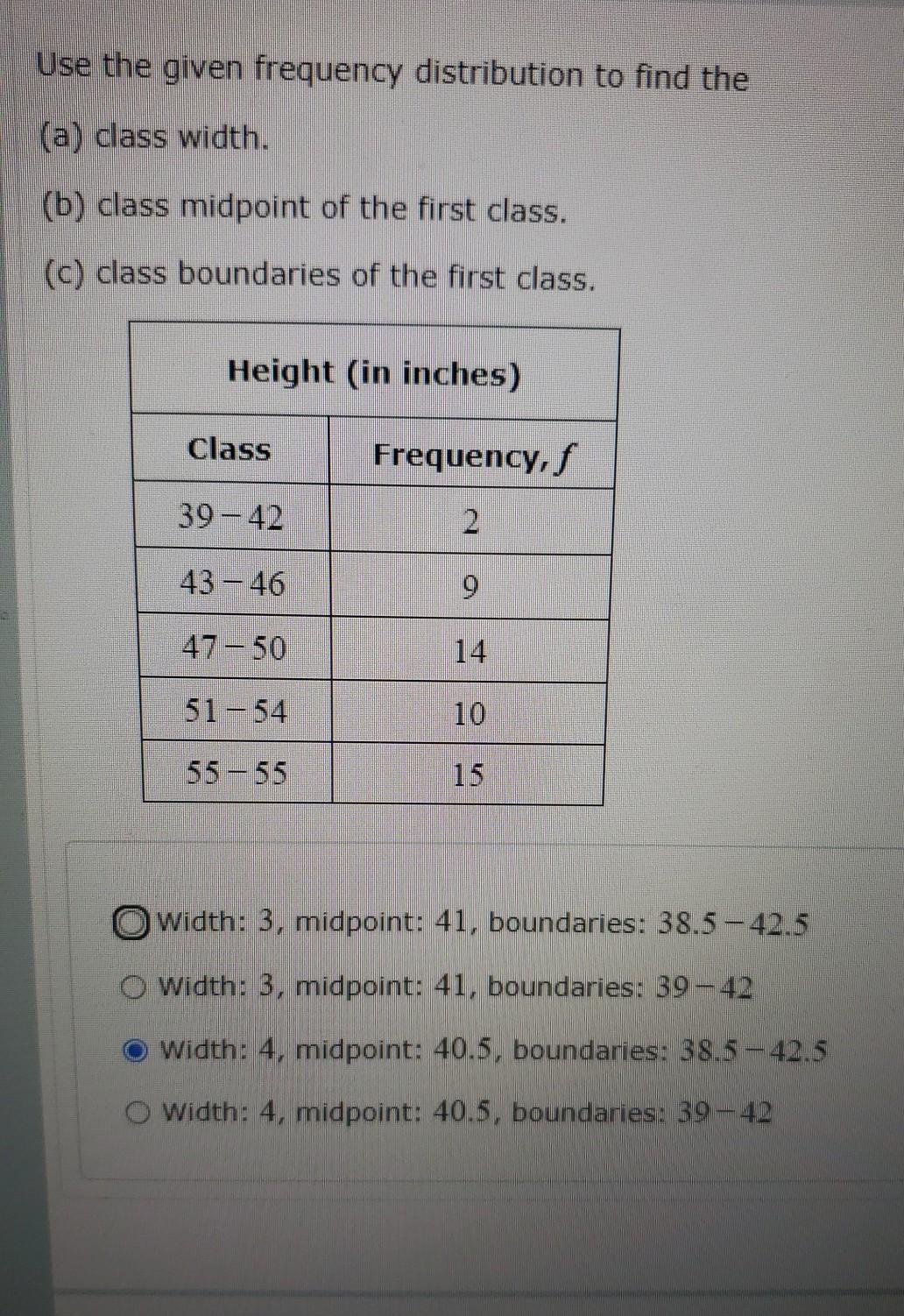 Solved Use the given frequency distribution to find the (a) | Chegg.com