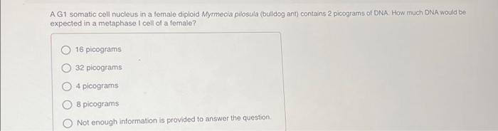 Solved A G1 somatic cell nucleus in a female diploid | Chegg.com