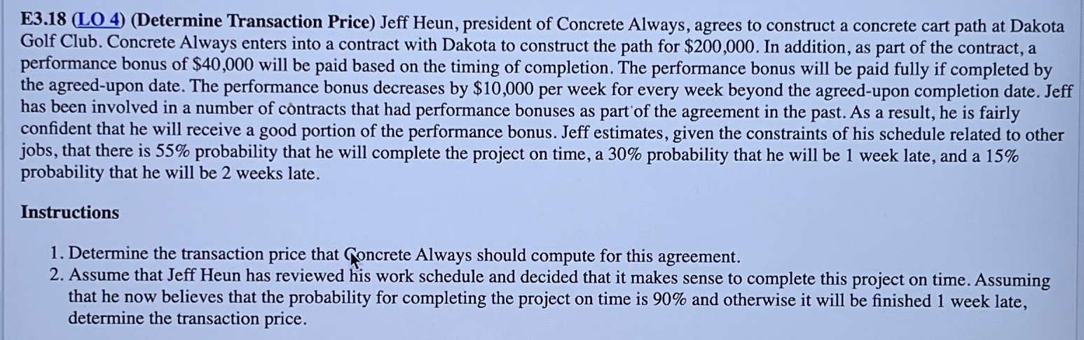 Solved E3.18 (LO 4) (Determine Transaction Price) ﻿Jeff | Chegg.com