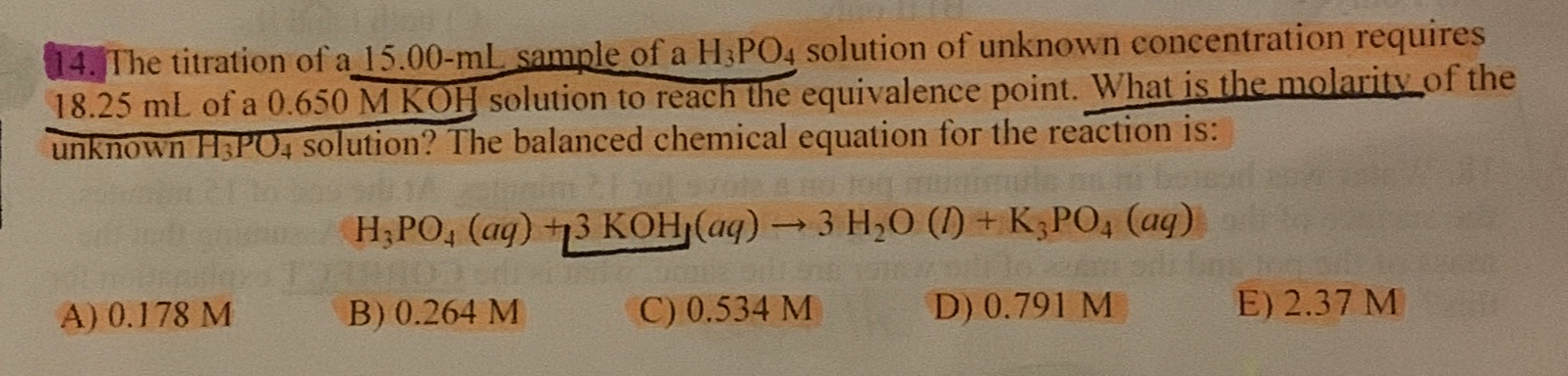 Solved The titration of a 15.00-mL ﻿sample of a H3PO4 | Chegg.com