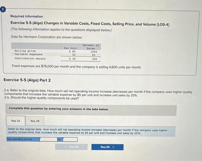 Solved Required information Exercise 5-5 (Algo) Changes in | Chegg.com