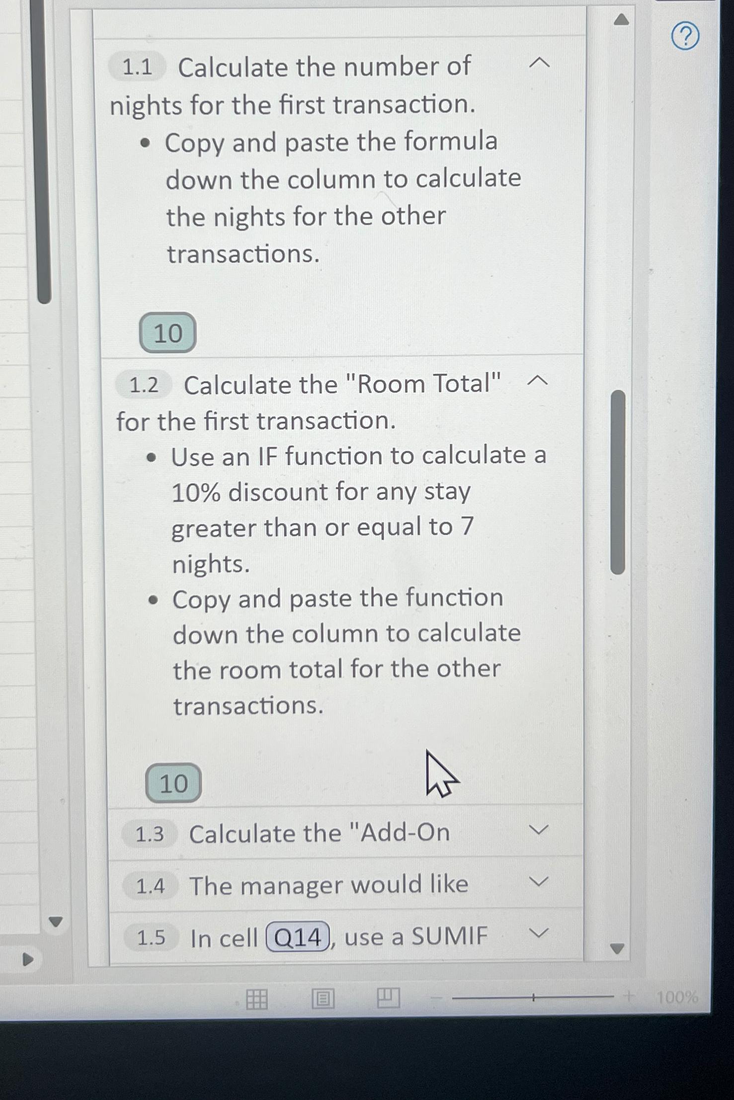 Solved 1.1 ﻿Calculate the number of nights for the first | Chegg.com