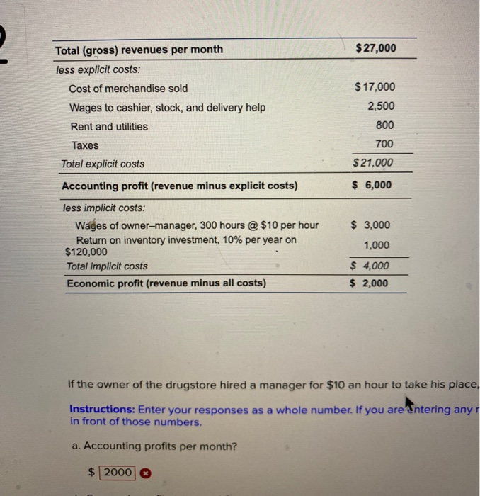 Solved $ 27,000 Total (gross) revenues per month less | Chegg.com