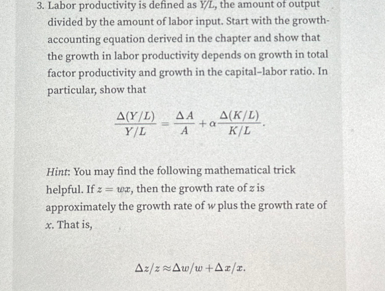 Solved Labor productivity is defined as YL, ﻿the amount of | Chegg.com