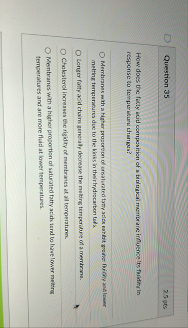 Solved Question 352.5 ﻿ptsHow does the fatty acid | Chegg.com
