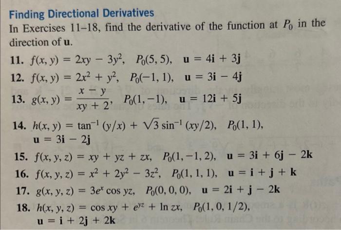 Solved Finding Directional Derivatives In Exercises 11-18, | Chegg.com