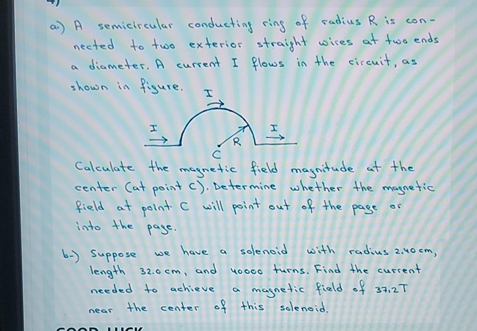 Solved A semicircular conducting ring of radius R is | Chegg.com