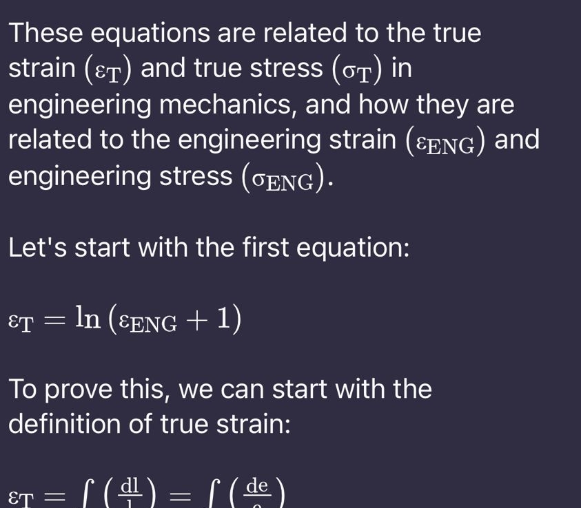 Solved These equations are related to the true strain (εT) | Chegg.com