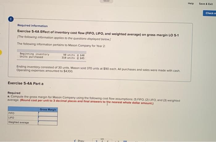 Solved Saved Help Save & Exit Check Required information | Chegg.com
