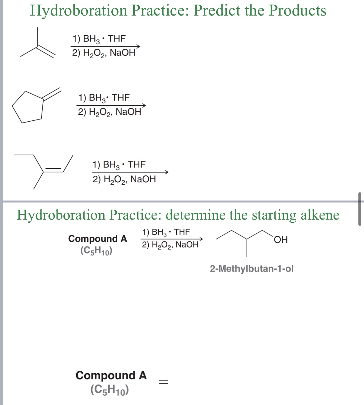 Solved Hydroboration Practice: Predict the | Chegg.com