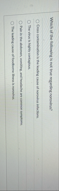 Solved Which of the following is not true regarding | Chegg.com