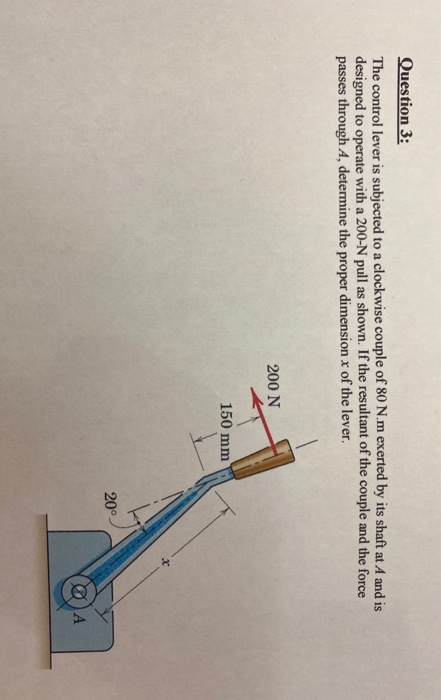 Solved Question 3: The control lever is subjected to a | Chegg.com