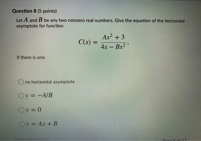 Solved Question 8 (5 points) Let A and B be any two nonzero | Chegg.com