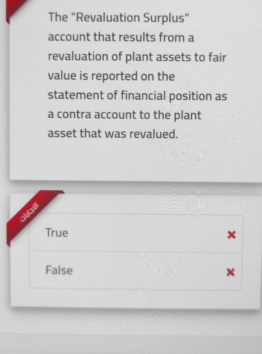 Solved The "Revaluation Surplus" account that results from a | Chegg.com