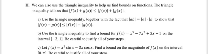 Solved II. We can also use the triangle inequality to help | Chegg.com