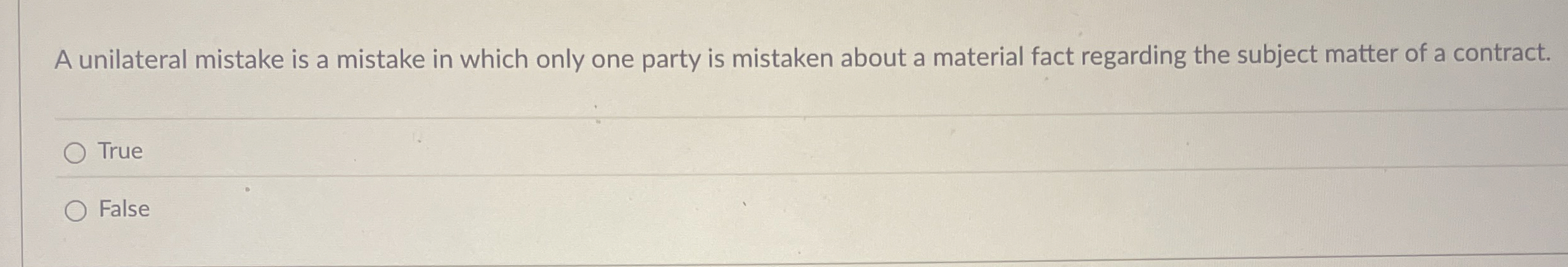 Solved A unilateral mistake is a mistake in which only one | Chegg.com