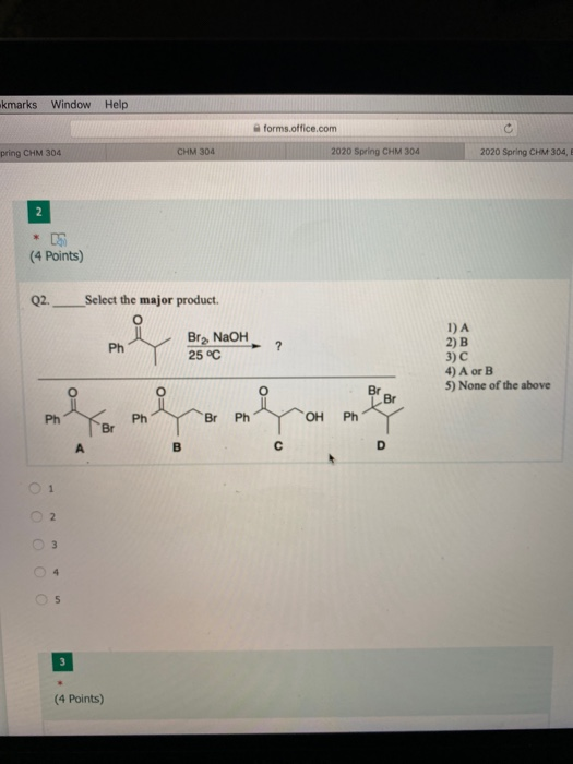 Solved kmarks Window Help forms.office.com pring CHM 304 CHM | Chegg.com