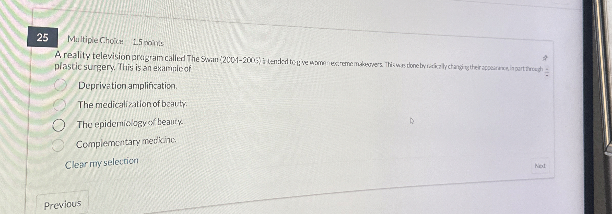 Solved 25Multiple Choice 1.5 ﻿pointsA reality television | Chegg.com