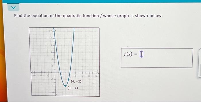 Solved Find the equation of the quadratic function f whose | Chegg.com