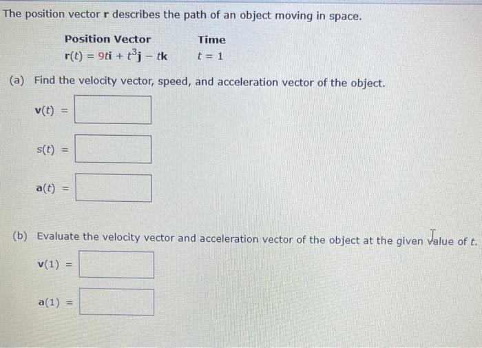 Solved The position vector r describes the path of an object | Chegg.com