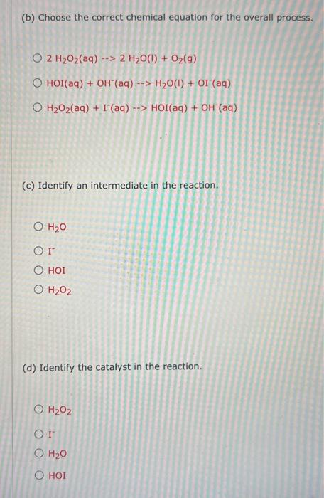 Solved The iodide-catalyzed decomposition of hydrogen | Chegg.com
