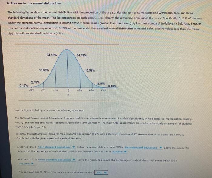 Solved 6. Area under the normal distribution The following | Chegg.com