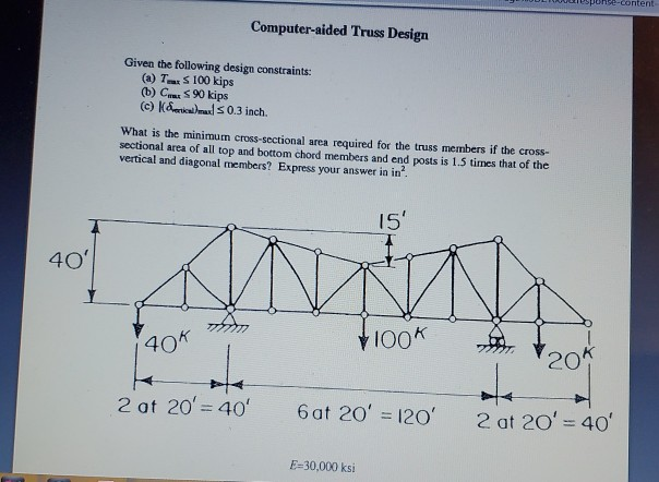 -content Computer-aided Truss Design Given the | Chegg.com