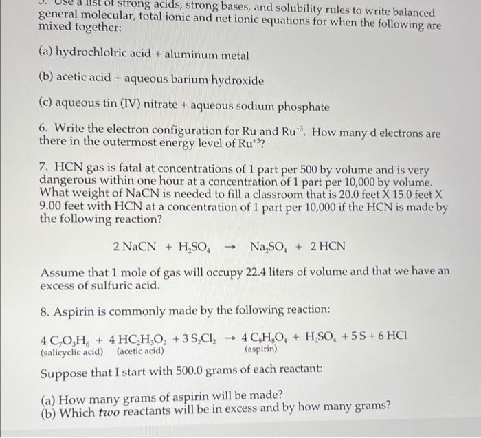 Solved of strong acids, strong bases, and solubility rules | Chegg.com