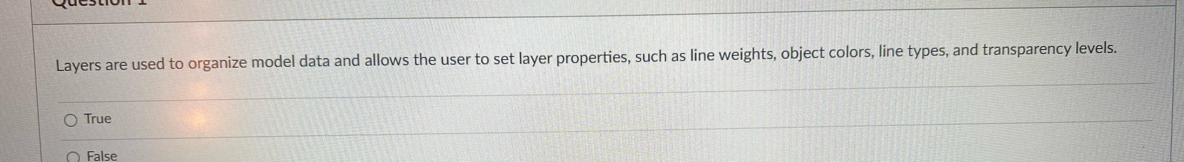 Solved Layers are used to organize model data and allows the | Chegg.com