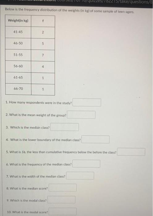 Solved Below is the frequency distribution of the weights | Chegg.com