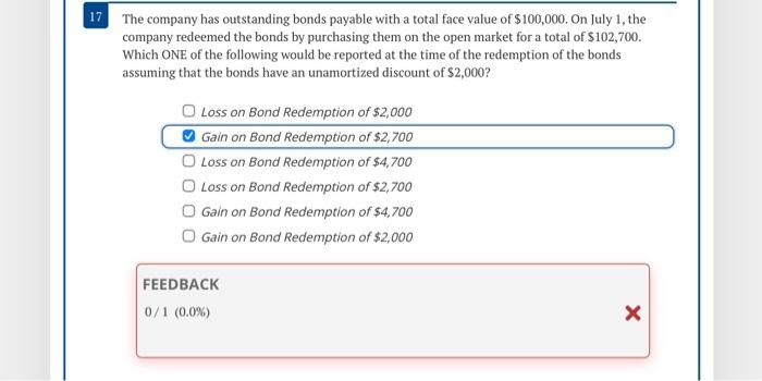 Solved 17 The company has outstanding bonds payable with a | Chegg.com