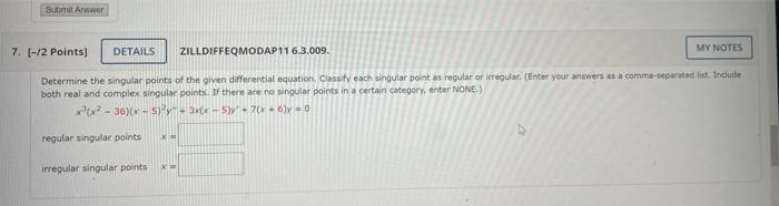 Solved Submit Answer DETAILS 7. [-12 Points) | Chegg.com